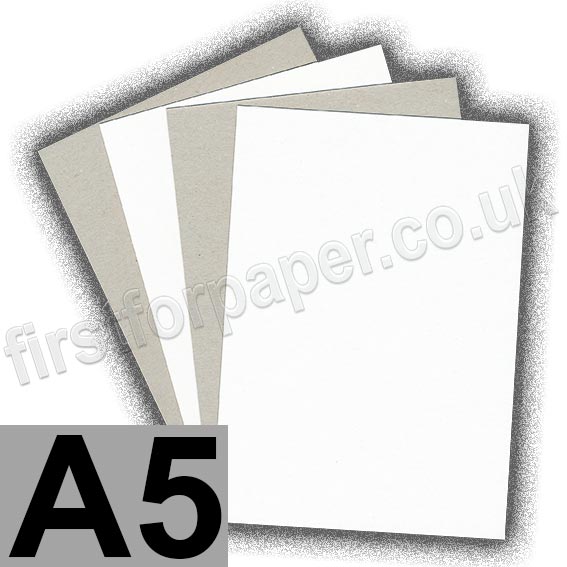 Castle, Grey Backed White Lined Chipboard, 450gsm, A5 - First for Paper
