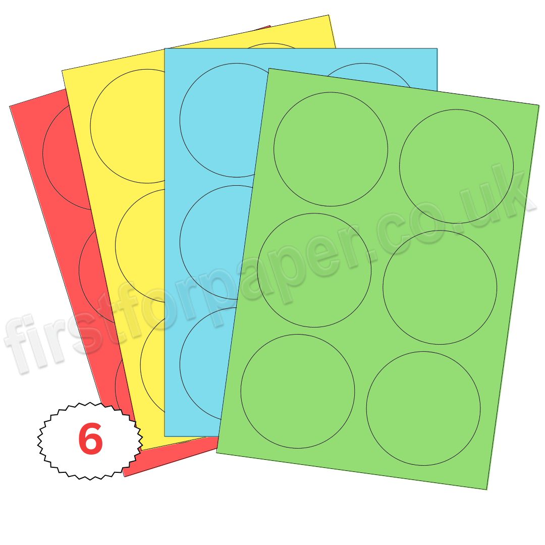 Euro, Standard Colours, Permanent Self-Adhesive Labels, 76mm Dia - 100 ...