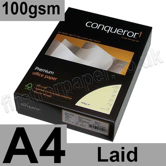 Conqueror Textured Laid, 100gsm, A4, Vellum - 500 Sheets - First for Paper
