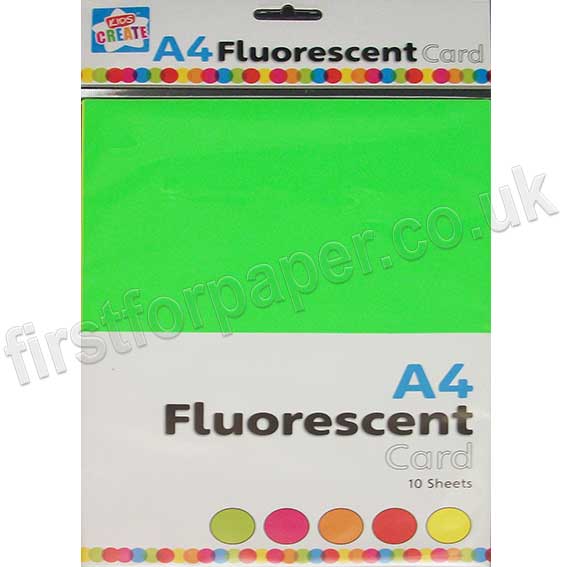 Fluorescent Card, 10 Assorted Sheets - First for Paper
