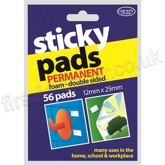 Permanent Foam Sticky Pads, Pack of 56 - First for Paper