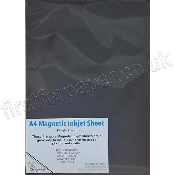 A4 Printable Photo Gloss Magnetic Ink Jet Sheet - 1 Sheet - First for Paper