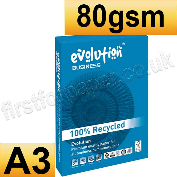 Evolution Business, 80gsm, A3 - 2,500 sheets - First for Paper