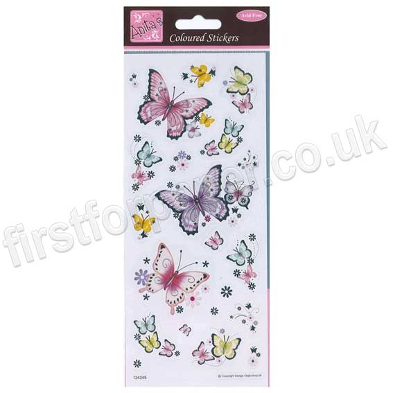 Anita's Peel Off Coloured Stickers, Beautiful Butterflies - First for Paper