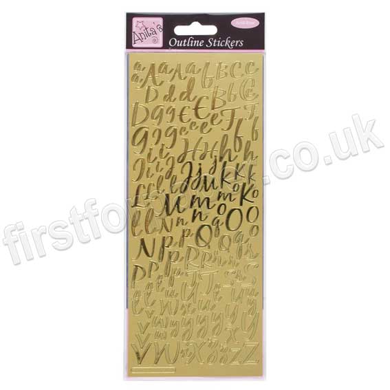 Anita's Peel Off Outline Stickers, Modern Alphabet - Gold - First for Paper