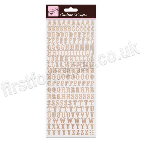 Anita's Peel Off Outline Stickers, Traditional Alphabet - Rose Gold ...