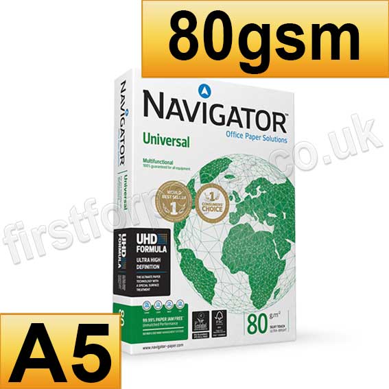 Navigator, A5 Paper 80gsm, Smooth White - 1,000 Sheets - First for Paper