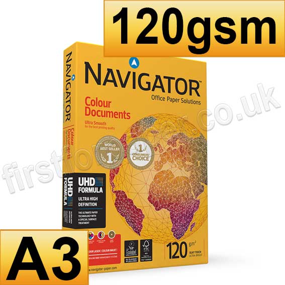 Navigator, A3 Paper 120gsm, Smooth White - 500 Sheets - First for Paper