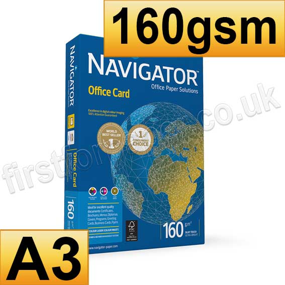 Navigator, A3 Paper 160gsm, Smooth White - 250 Sheets - First for Paper