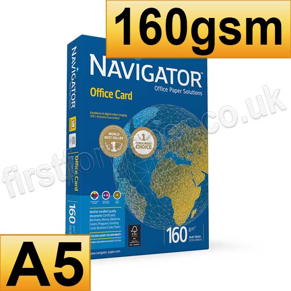 Navigator, A5 Paper 160gsm, Smooth White - 500 Sheets - First for Paper