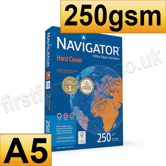Navigator, A5 Paper 250gsm, Smooth White - 250 Sheets - First for Paper