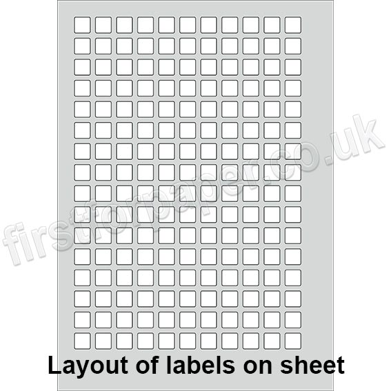 PCL Labels, Permanent Adhesive, White, 12 x 12mm - 200 sheets per box ...
