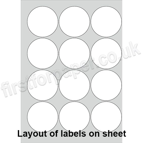 PCL Labels, Permanent Adhesive, White, 64mm Dia - 200 sheets per box ...