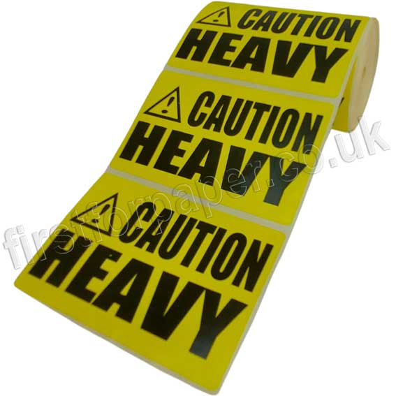Caution Heavy, Yellow Labels, 101.6 x 63.5mm - Roll of 500 - First for ...