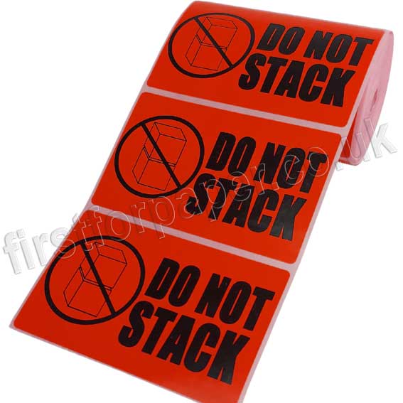 Do Not Stack, Red Labels, 101.6 x 63.5mm - Roll of 500 - First for Paper