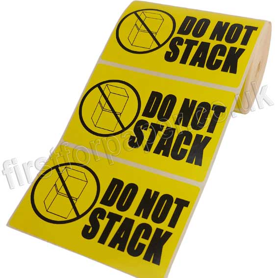 Do Not Stack, Yellow Labels, 101.6 x 63.5mm - Roll of 500 - First for Paper