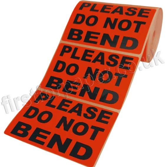 Please Do Not Bend, Red Labels, 101.6 x 63.5mm - Roll of 500 - First ...