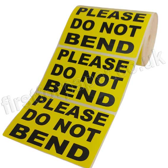 Please Do Not Bend, Yellow Labels, 101.6 x 63.5mm - Roll of 500 - First ...