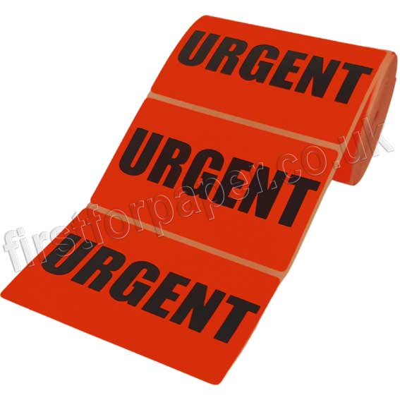 Urgent, Red Labels, 101.6 x 63.5mm - Roll of 500 - First for Paper