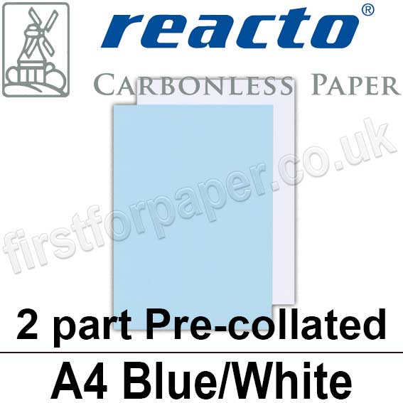 Reacto Carbonless NCR, 2 part pre-collated, A4, Blue/White - 250 Sets ...