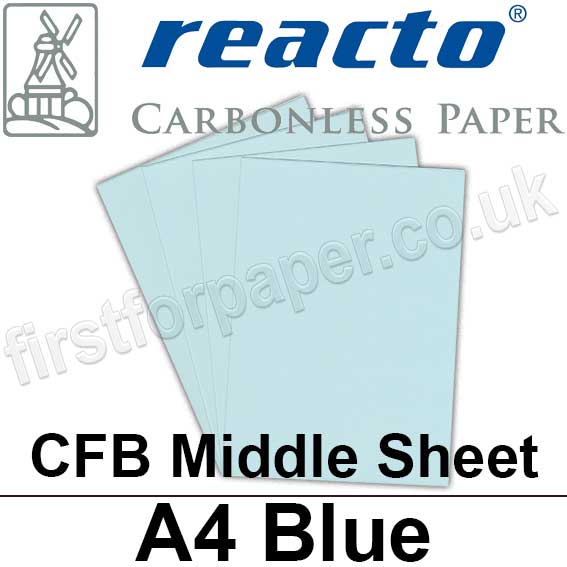 Reacto Carbonless NCR, CFB75, Middle Sheet, A4, 75gsm Blue - 500 Sheets ...
