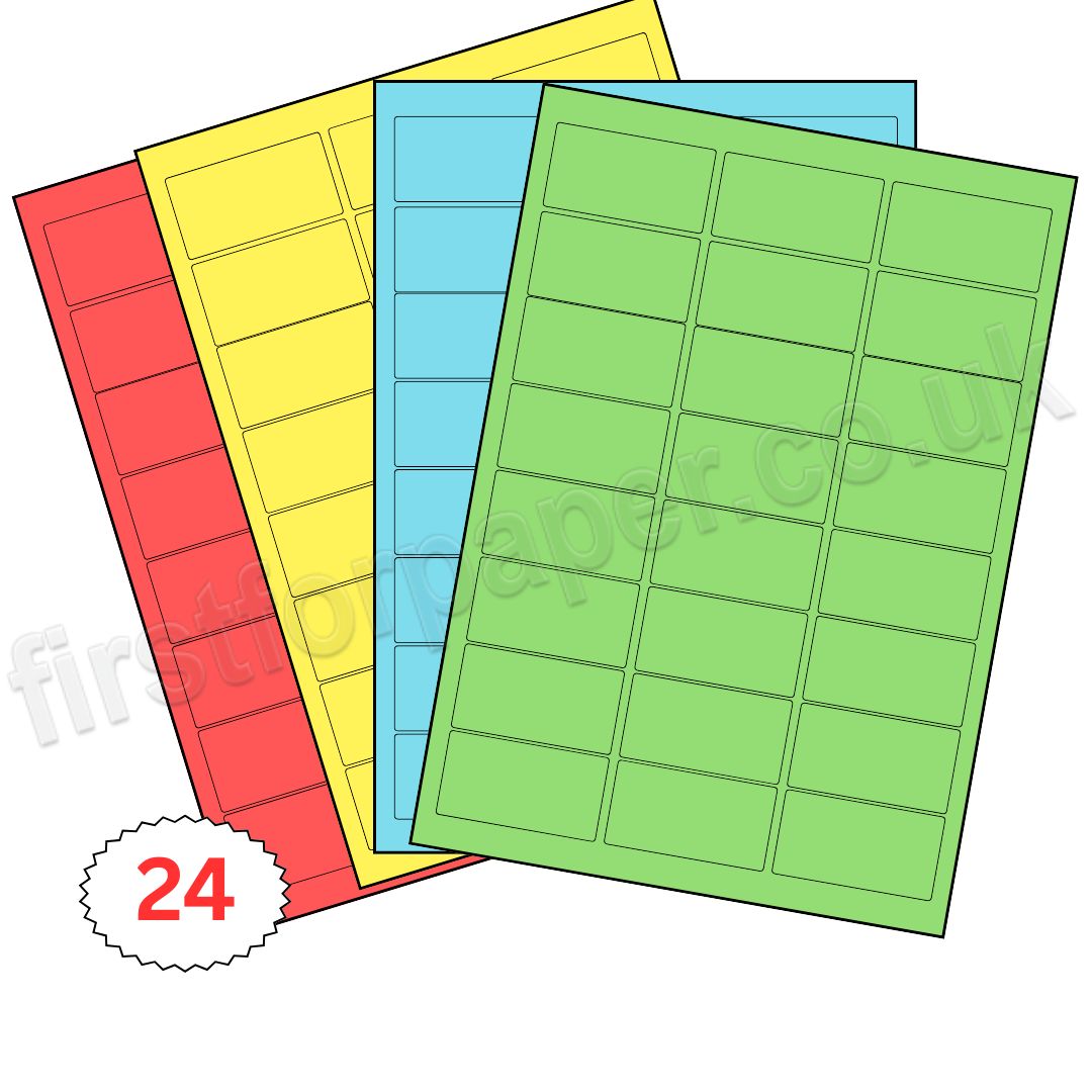 Euro, Standard Colours, Permanent Self-Adhesive Labels, 64 x 34mm - 100 ...