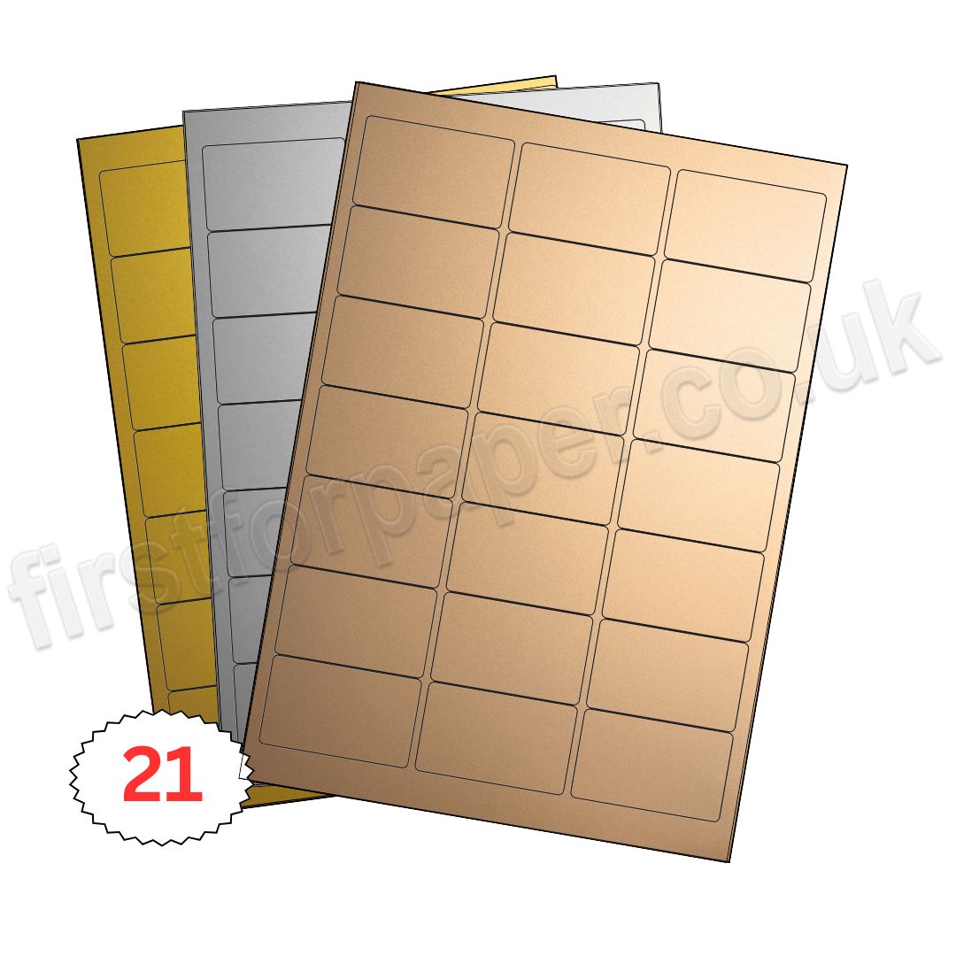 Euro, Metallic Colours, Permanent Self-Adhesive labels, 64 x 38mm - 100 ...