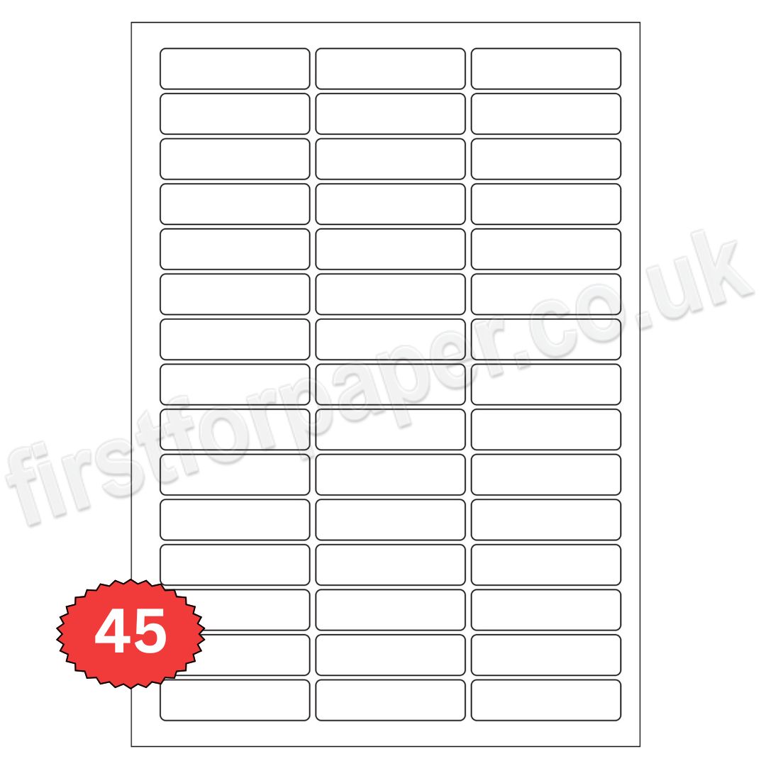 Euro, White Permanent Self-Adhesive Labels, 62 x 17mm - 100 Sheets ...