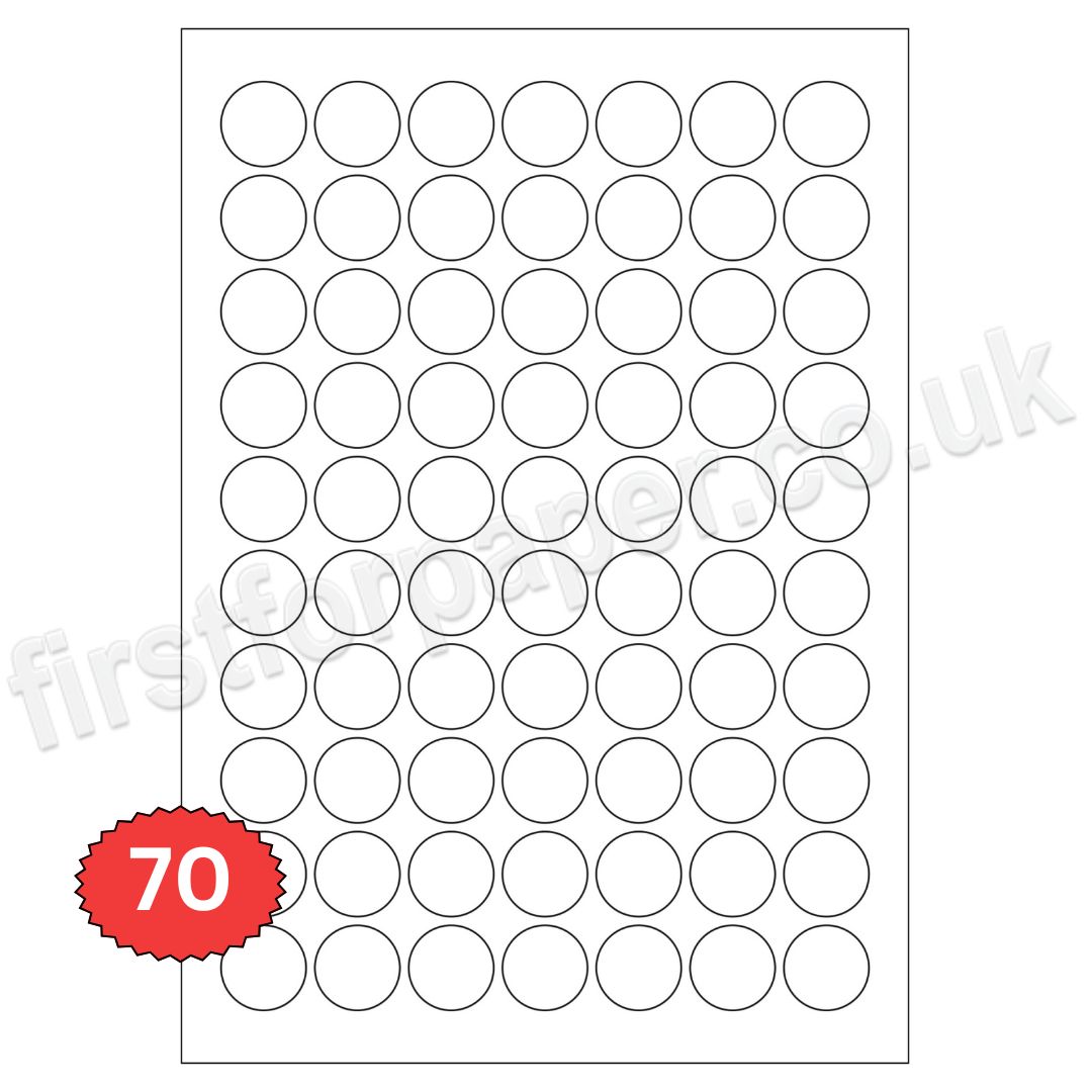 Euro, White Permanent Self-Adhesive Round/Circular Labels, 25mm Dia ...