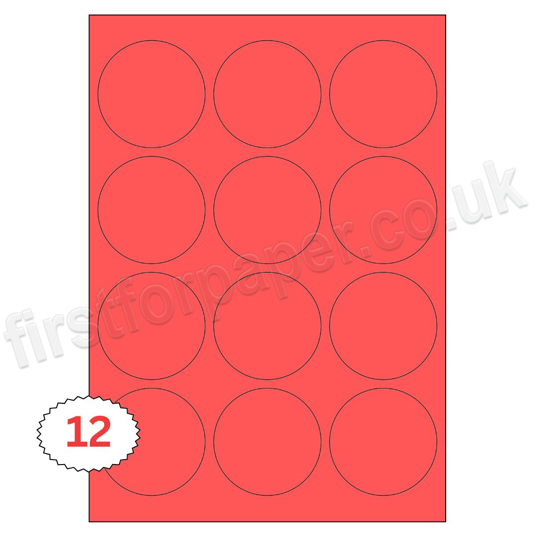 Euro, Standard Colours, Permanent Self-Adhesive Labels, 63mm Dia- 100 ...