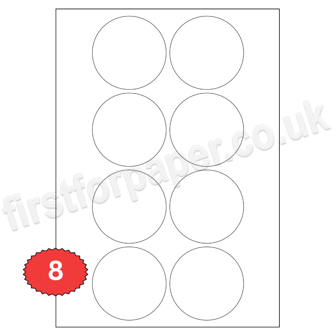 Euro, White Permanent Self-Adhesive Round/Circular Labels, 69mm Dia ...