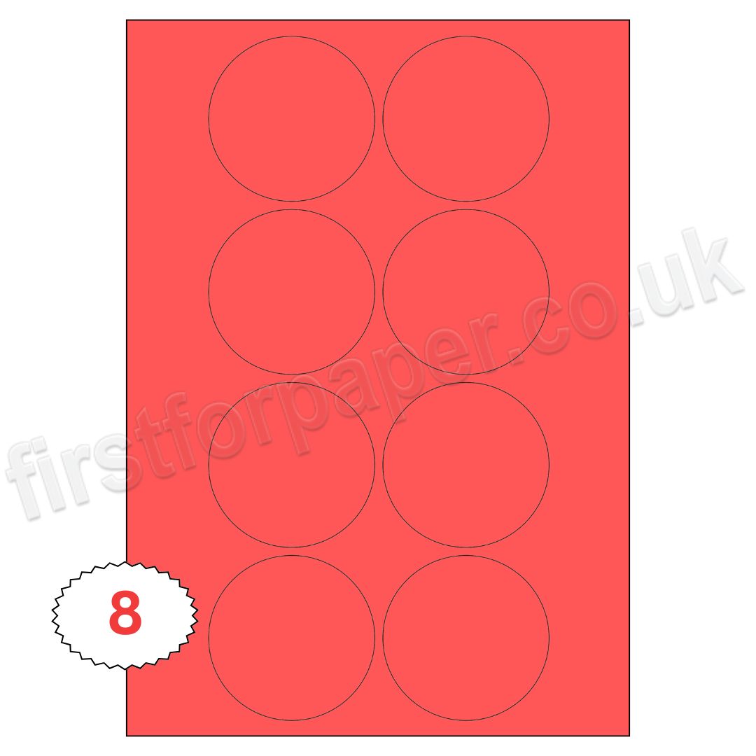 Euro, Standard Colours, Permanent Self-Adhesive Labels, 69mm Dia - 100 ...