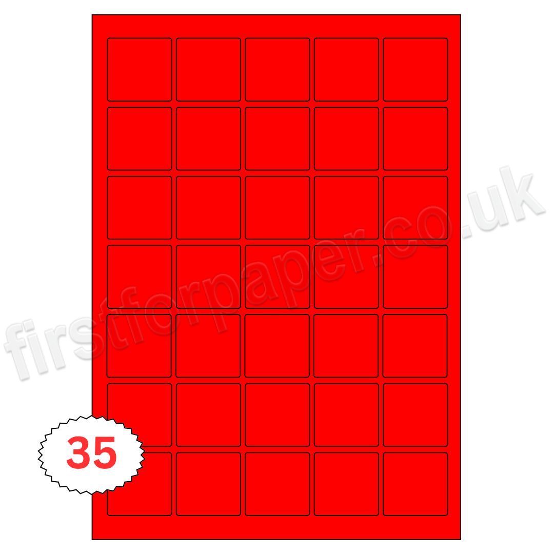 Euro, Fluorescent Colours, Permanent Self-Adhesive Labels, 37mm Square ...