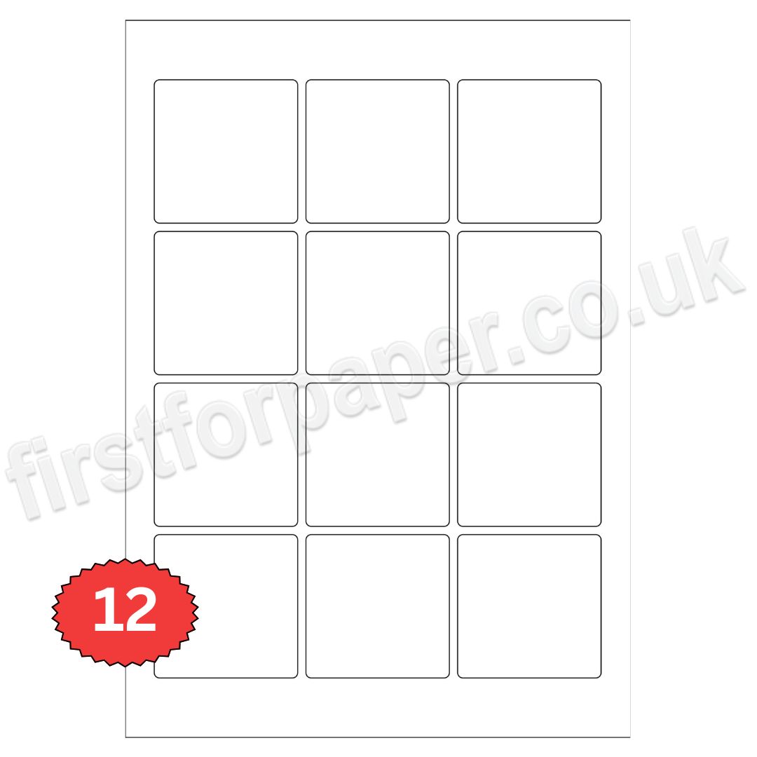 Euro, White Permanent Self-Adhesive Square Labels, 60mm Square - 100 ...