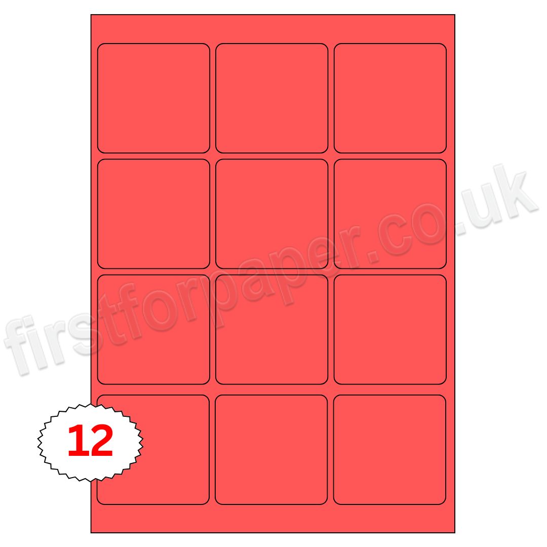 Euro, Standard Colours, Permanent Self-Adhesive Labels, 65mm Square ...